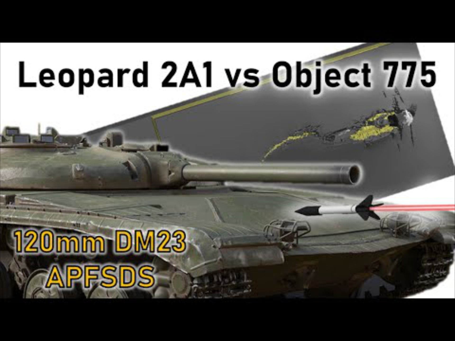 豹2A1与775工程 | 120mm DM23 APFSDS 与煎饼坦克装甲穿透模拟 - 视频Video