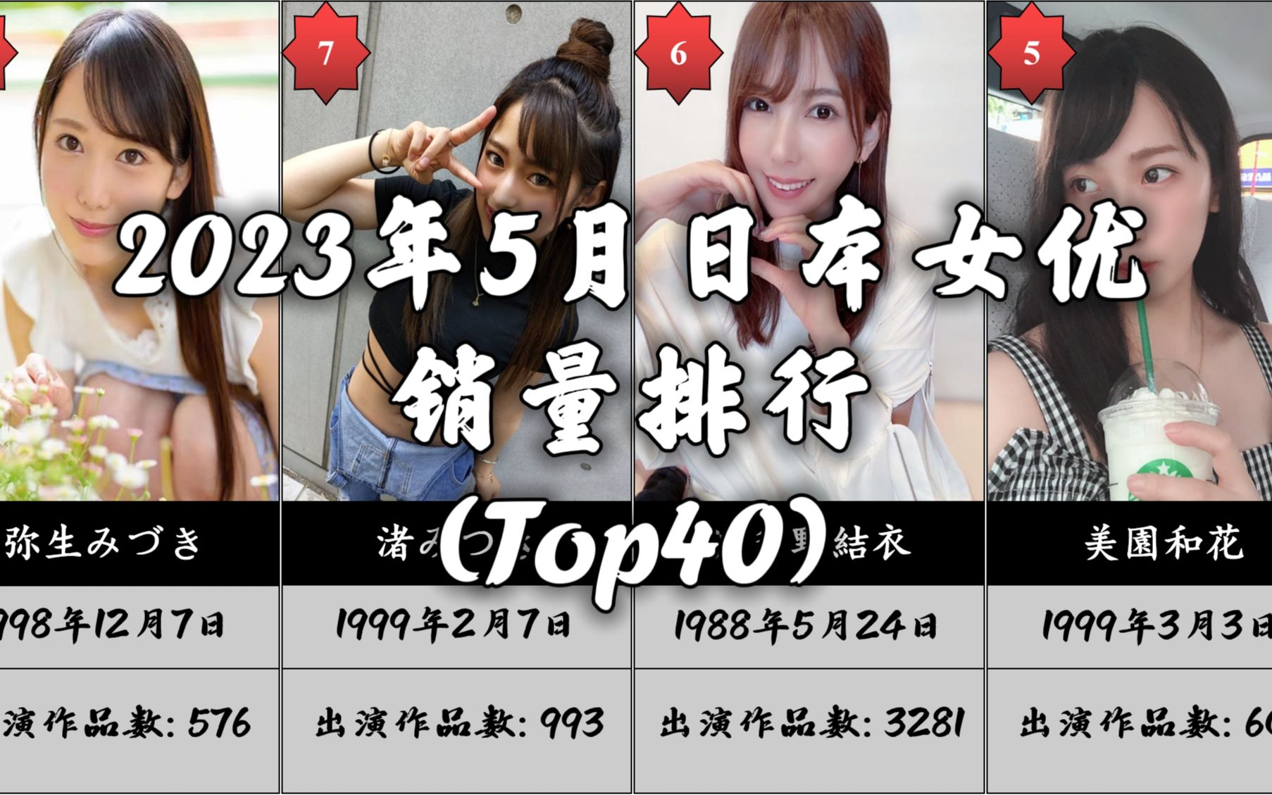 2023年5月日本女优销量排行⚡TOP40⚡ - 哔哩哔哩