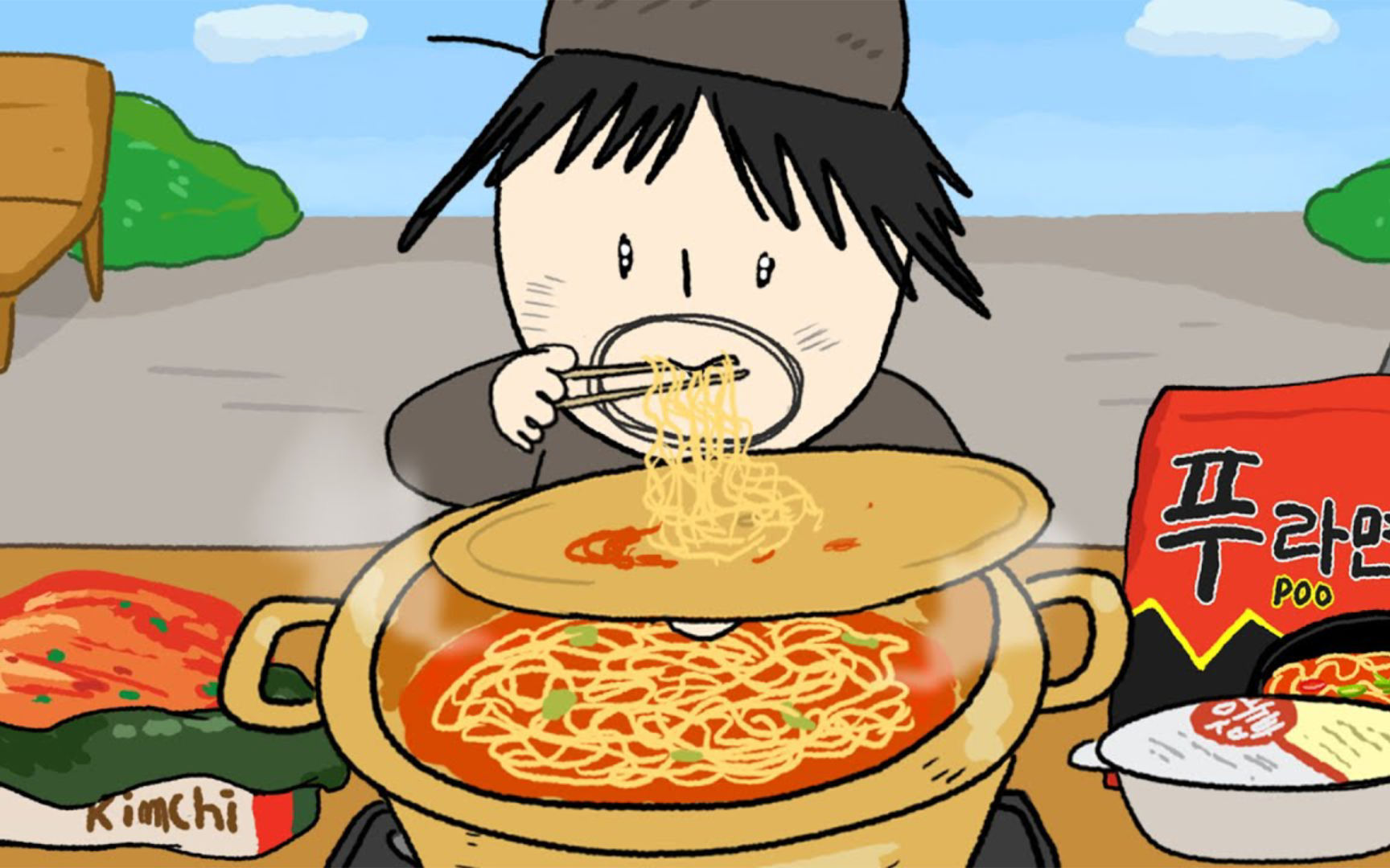 【foomuk】在野外吃的辛拉面动画吃播-向日葵Sunflower--向日葵Sunflower--哔哩哔哩视频