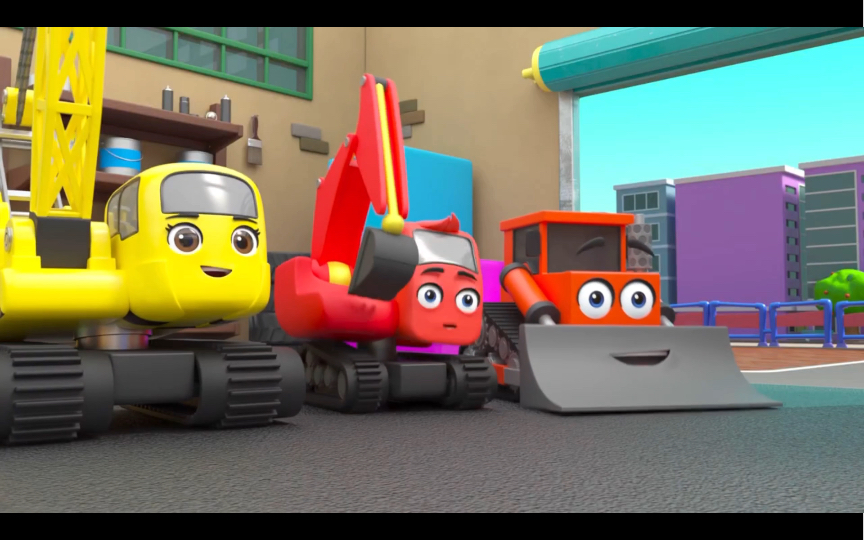 挖掘机动画片 幼儿动画早教 铲车 叉车 挖掘机一起建设_哔哩哔哩_bilibili