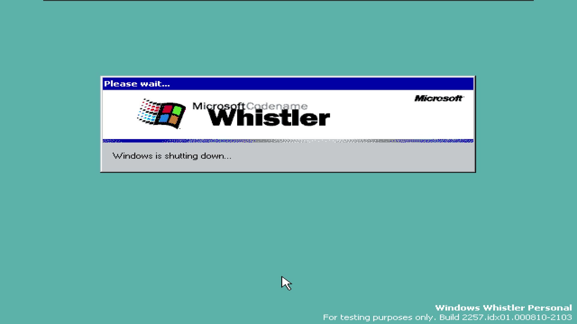 Windows Whistler Personal Technical Beta Build 2257关机_哔哩哔哩_bilibili