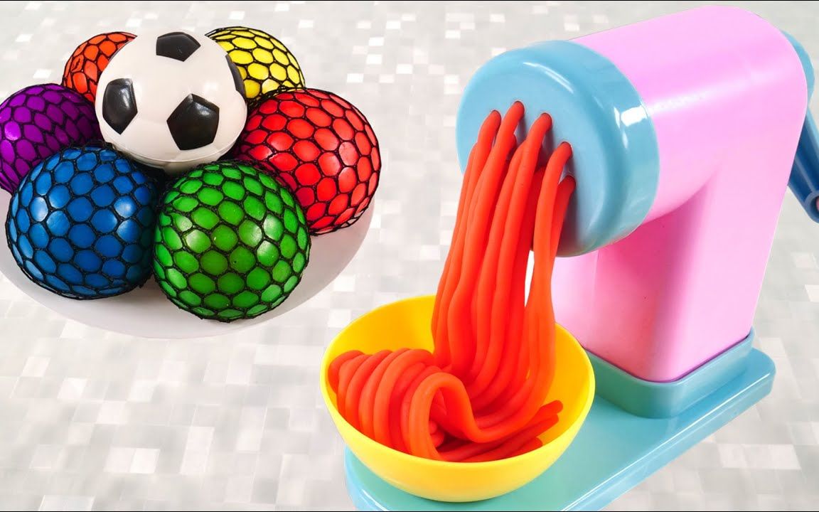 【解压太空沙】自己能做的彩色面条，哪个宝宝不喜欢？-彩虹ToyTocToc-彩虹ToyTocToc-哔哩哔哩视频