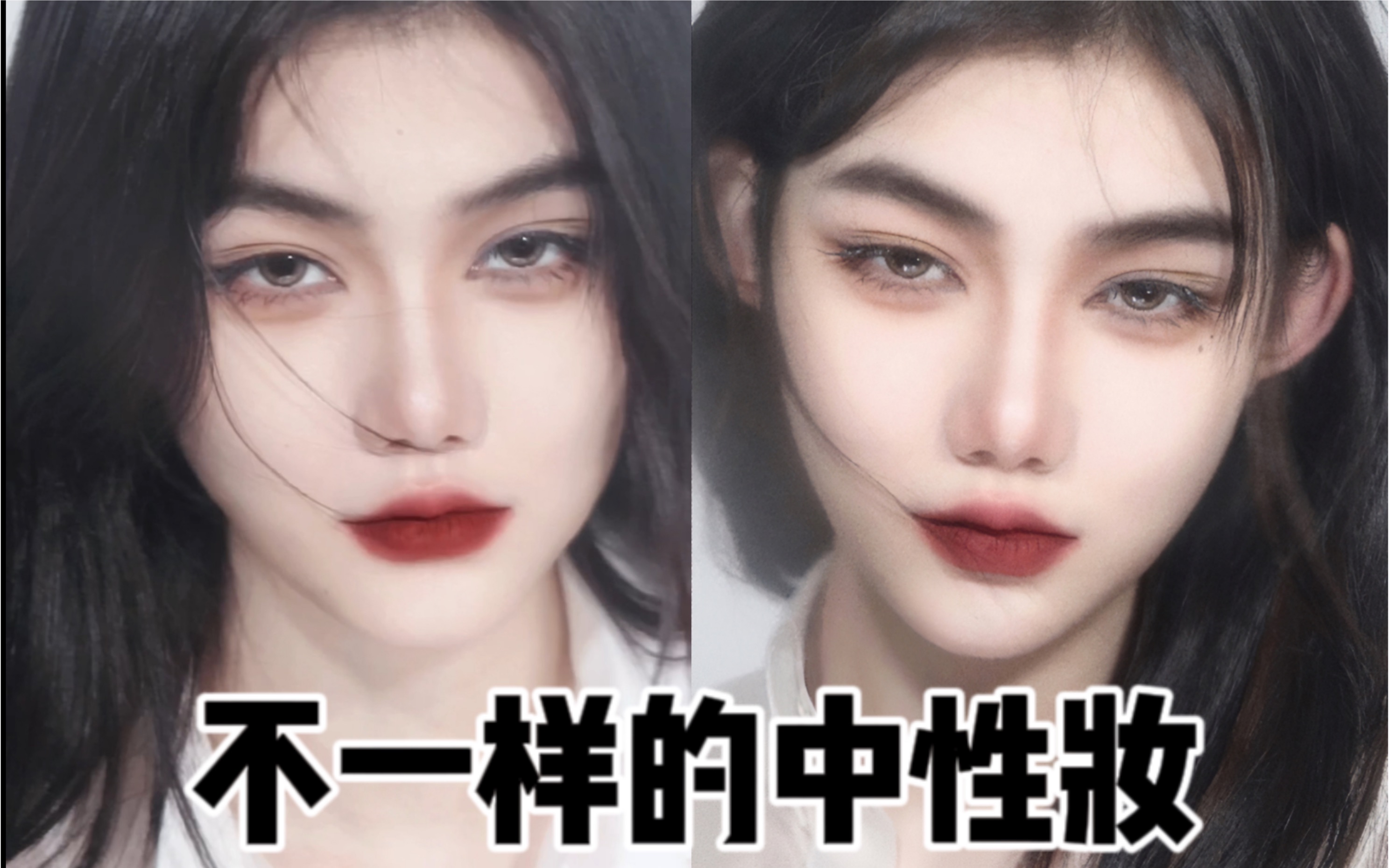网络上偏男感的中性妆看多了?试试不缺乏女性独有妩媚感的中性妆! 哔哩哔哩