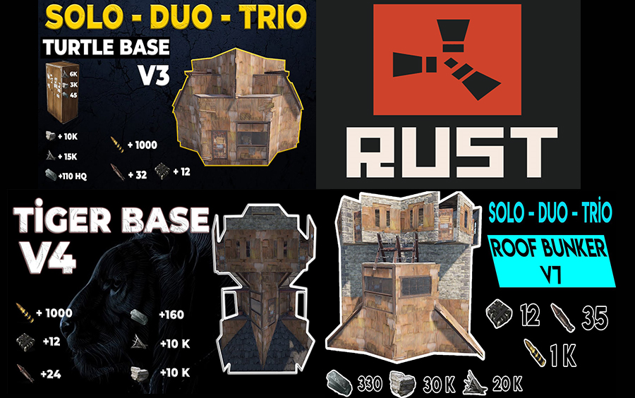 [Jaquasx]Solo/Duo/Trio三款房屋建造 - RUST