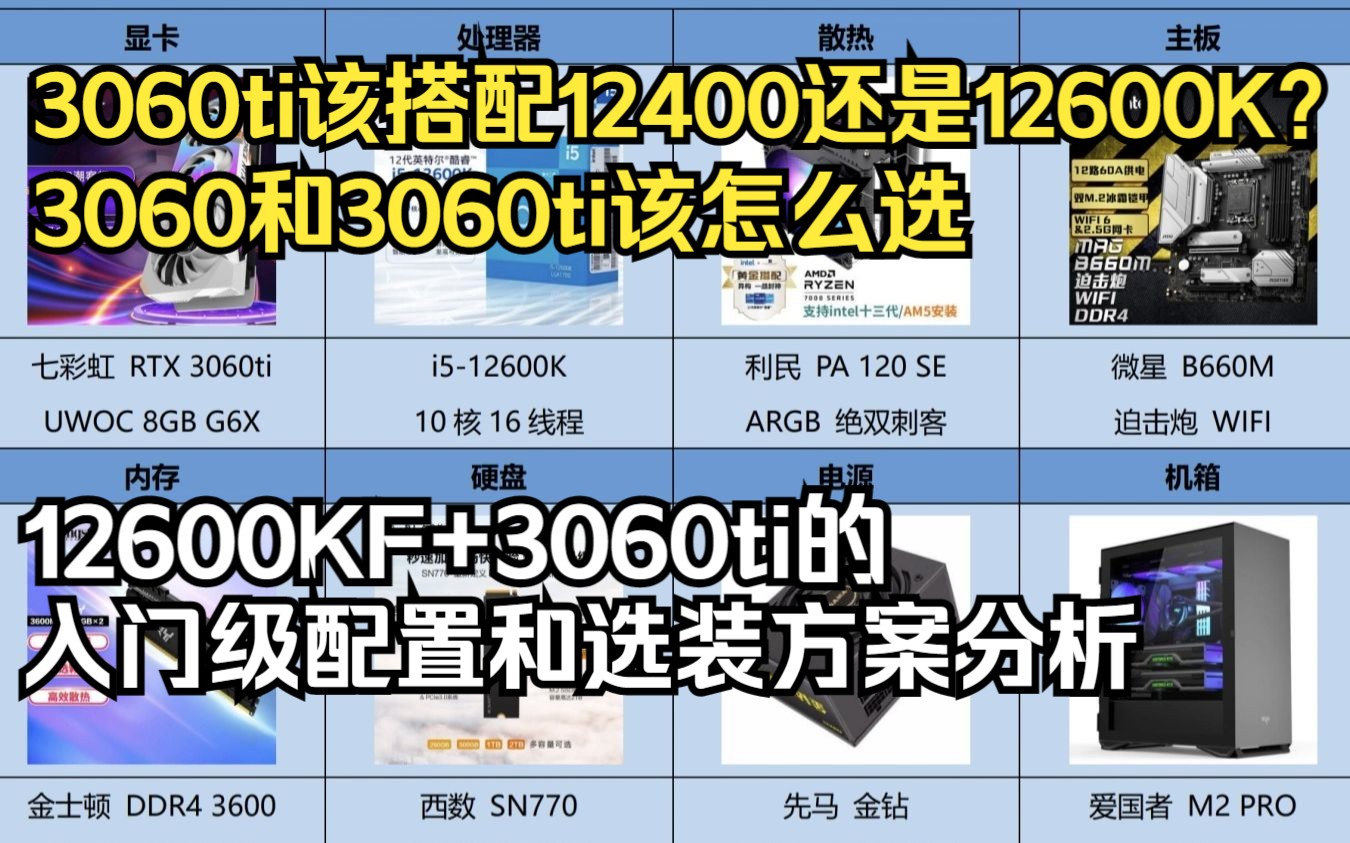3060ti该搭配12400还是12600K？配置分析和推荐 - 哔哩哔哩