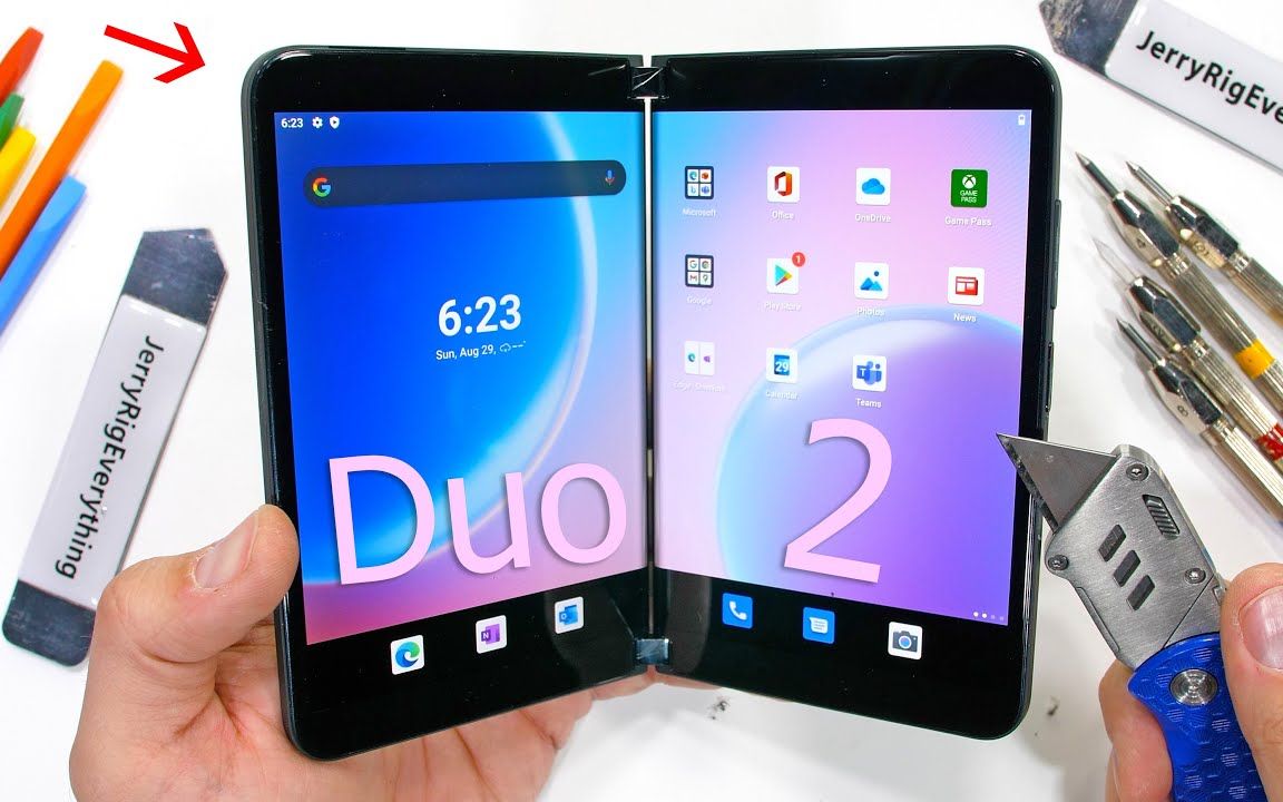 【手机测评】微软Microsoft Duo 2 耐用性测试_哔哩哔哩_bilibili