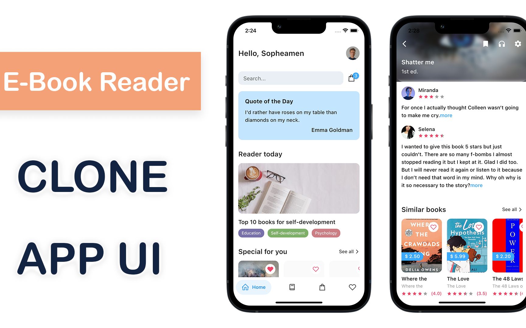【Flutter】电子书阅读器 UI 应用 | 主页 - 我的书 - 商店 - 收藏页面_哔哩哔哩_bilibili