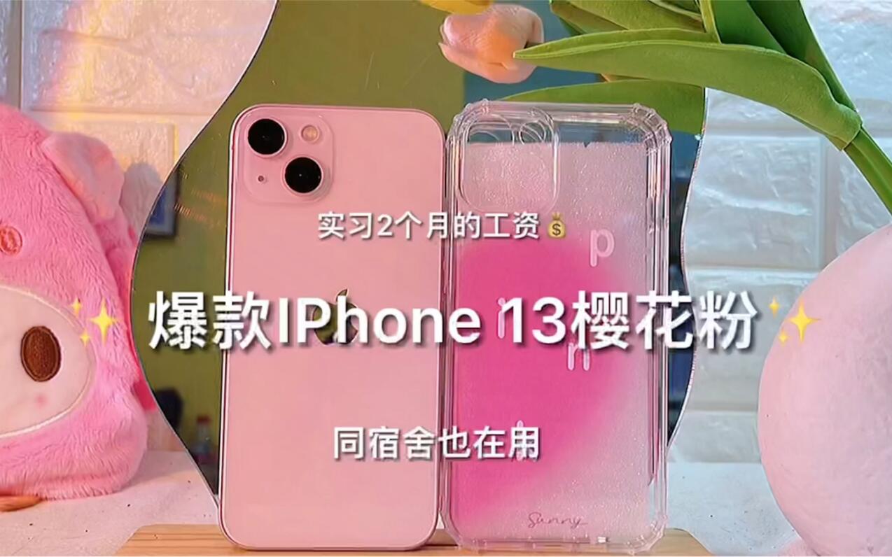 小姐姐第一个实习工资，竟然入手了3000多的iPhone13粉色，太好看了！ - 哔哩哔哩