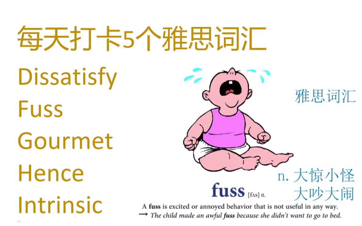 每天打卡5个雅思词汇 dissatisfy, fuss, gourmet,... - 哔哩哔哩
