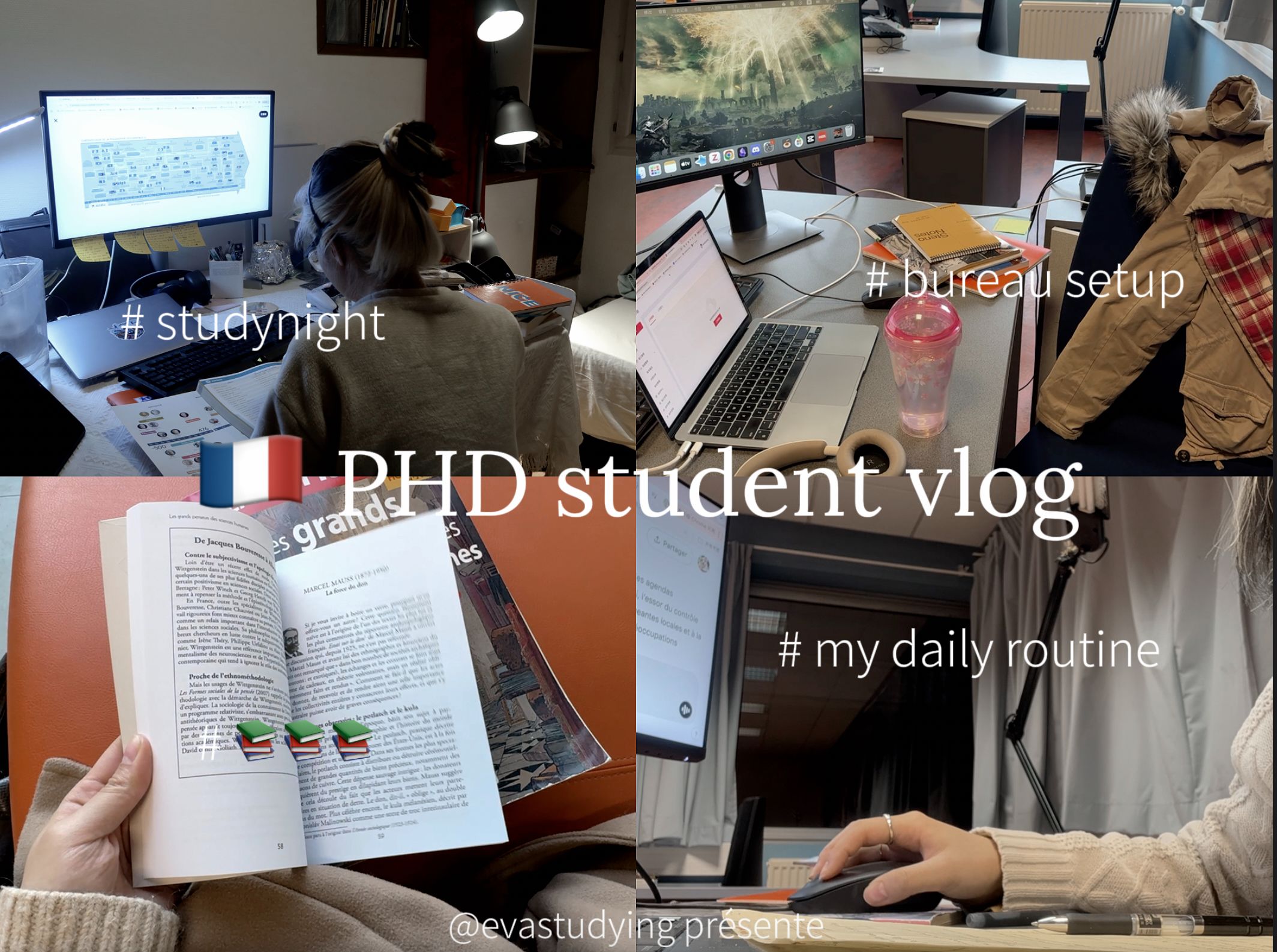 [vlog🇫🇷]读博就是上课or学习二选一｜不精致留学｜白人饭 #studyvlog-evastudying-evastudying-哔哩哔哩视频