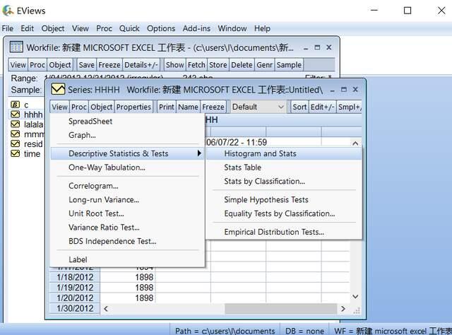 EViews 描述性统计操作步骤 - 哔哩哔哩