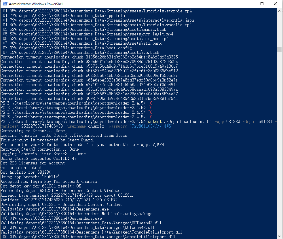 [Descenders]如何使用Depot Downloader下载任意版本的steam游戏 - 哔哩哔哩