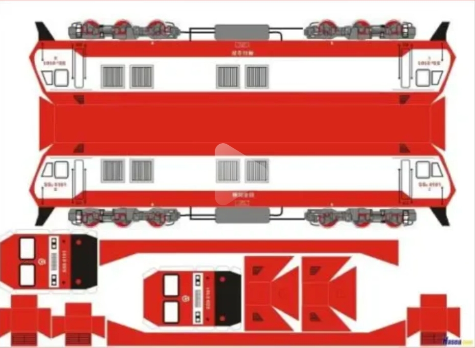 yz25t客车厢纸模型图纸1:400＋车头 - 哔哩哔哩
