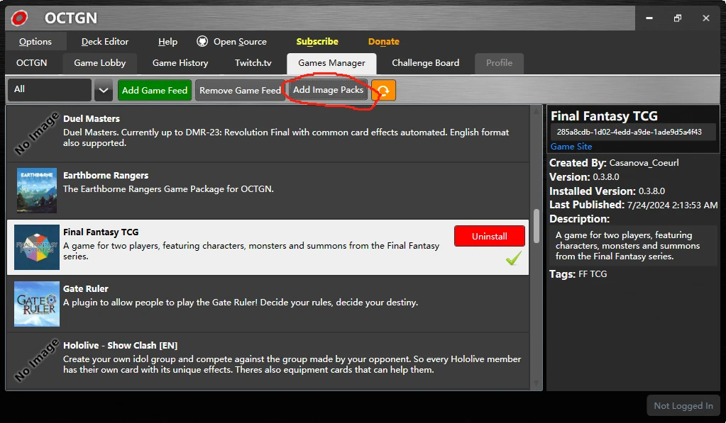 FFTCG线上软件OCTGN安装流程+中文图包+游戏内部分汉化。 - 哔哩哔哩