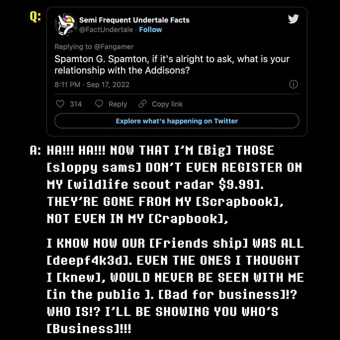 【deltArune】SPAMTON大问答合集 - 哔哩哔哩