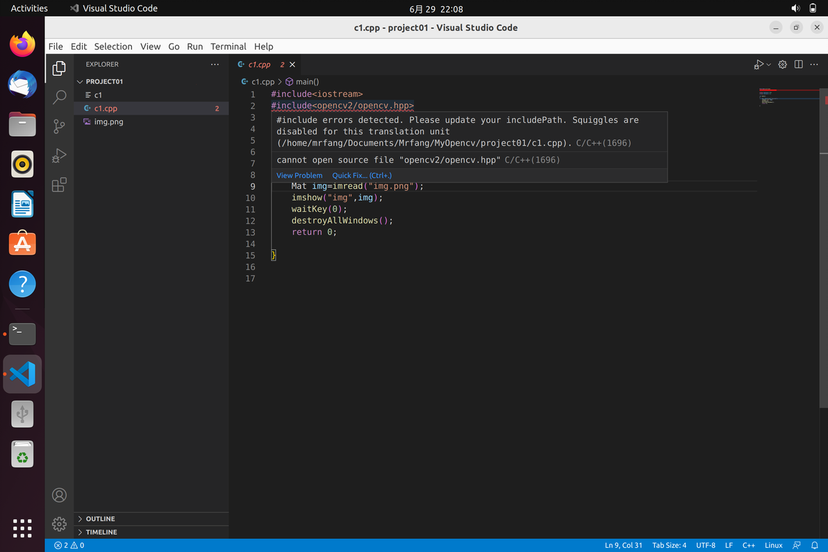 第六篇—ubuntu22 04安装；c 开发环境配置；vscode安装；opencv4安装 哔哩哔哩
