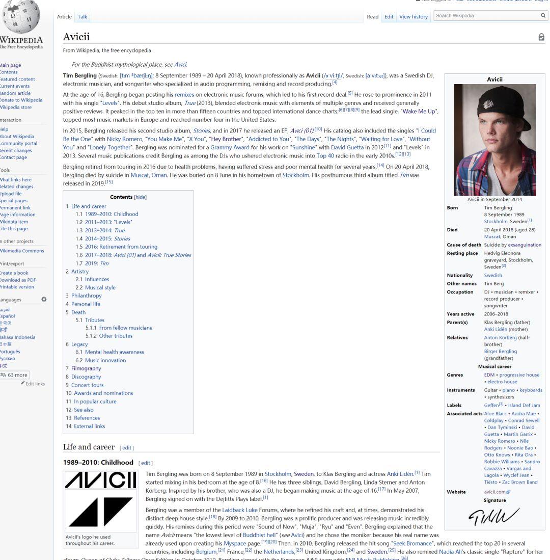 AVICII生平详细介绍（文字完整版） - 哔哩哔哩
