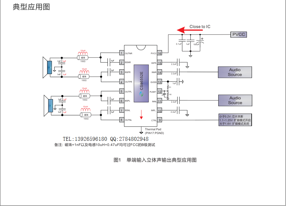 CS86552E扩频功能40倍增益双路20W数字功放IC - 哔哩哔哩
