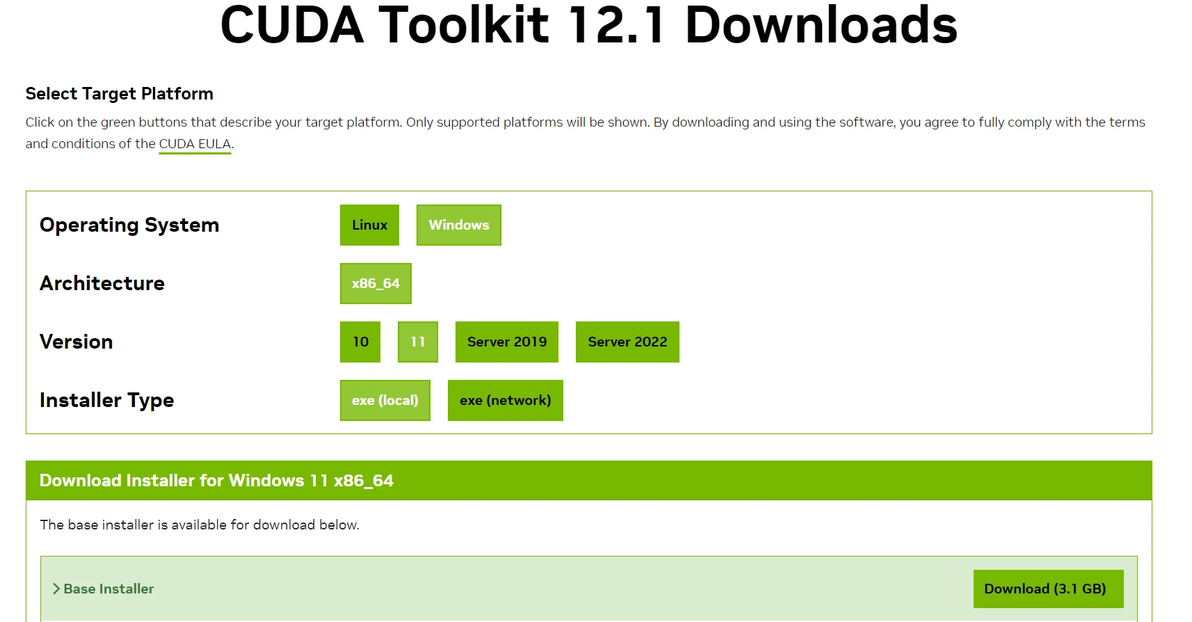 Pytorch CUDA12.1版本windows11安装流程 - 哔哩哔哩