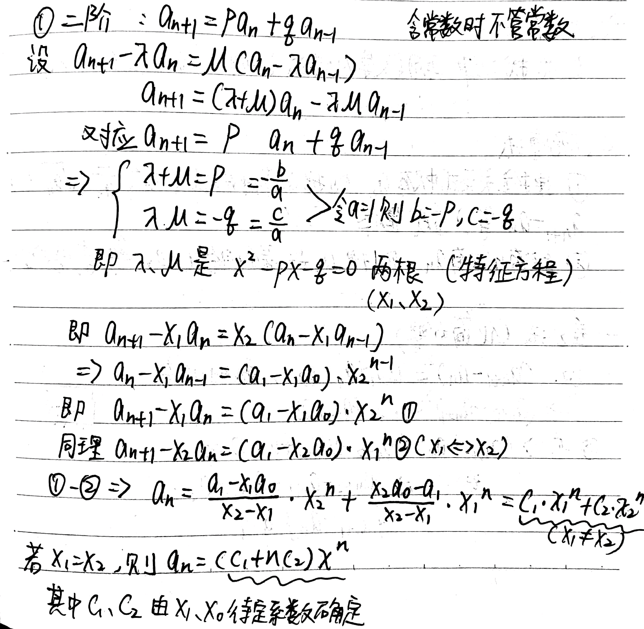 二阶递推数列特征方程的推导(高中) 哔哩哔哩