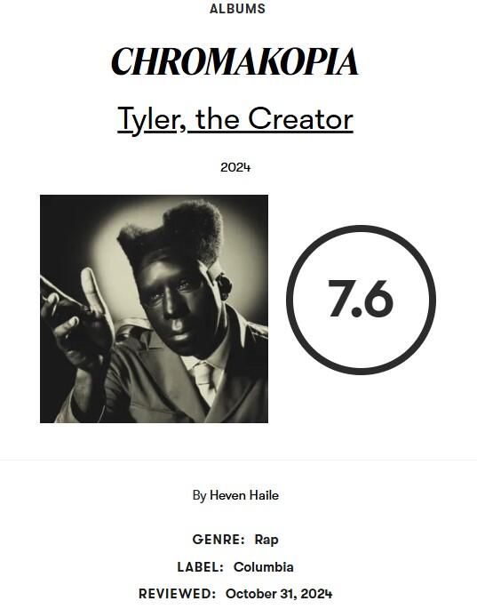 Pitchfork乐评翻译：《Chromakopia》- Tyler, the Creator - 哔哩哔哩