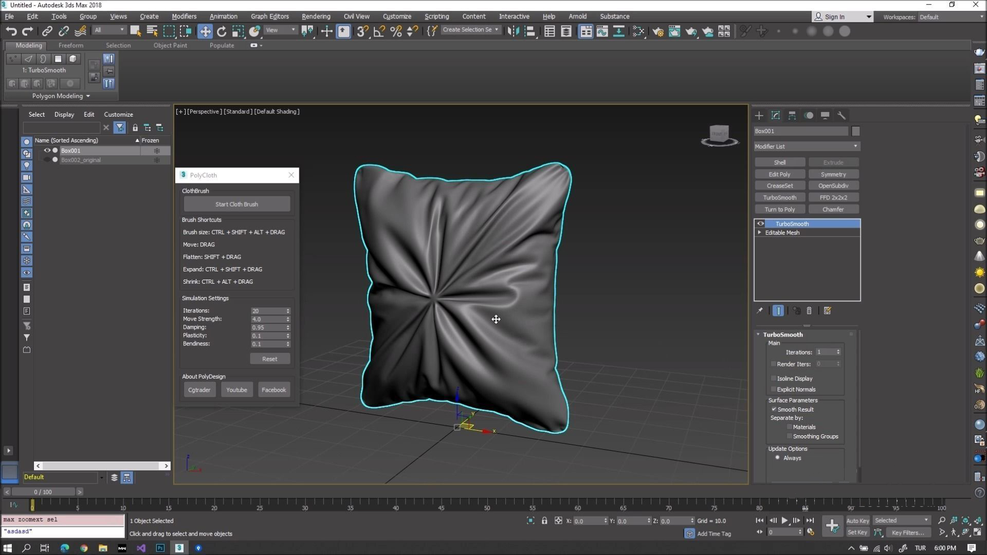 【3DMAX】布料模拟动画插件PolyCloth v2.05 - 哔哩哔哩