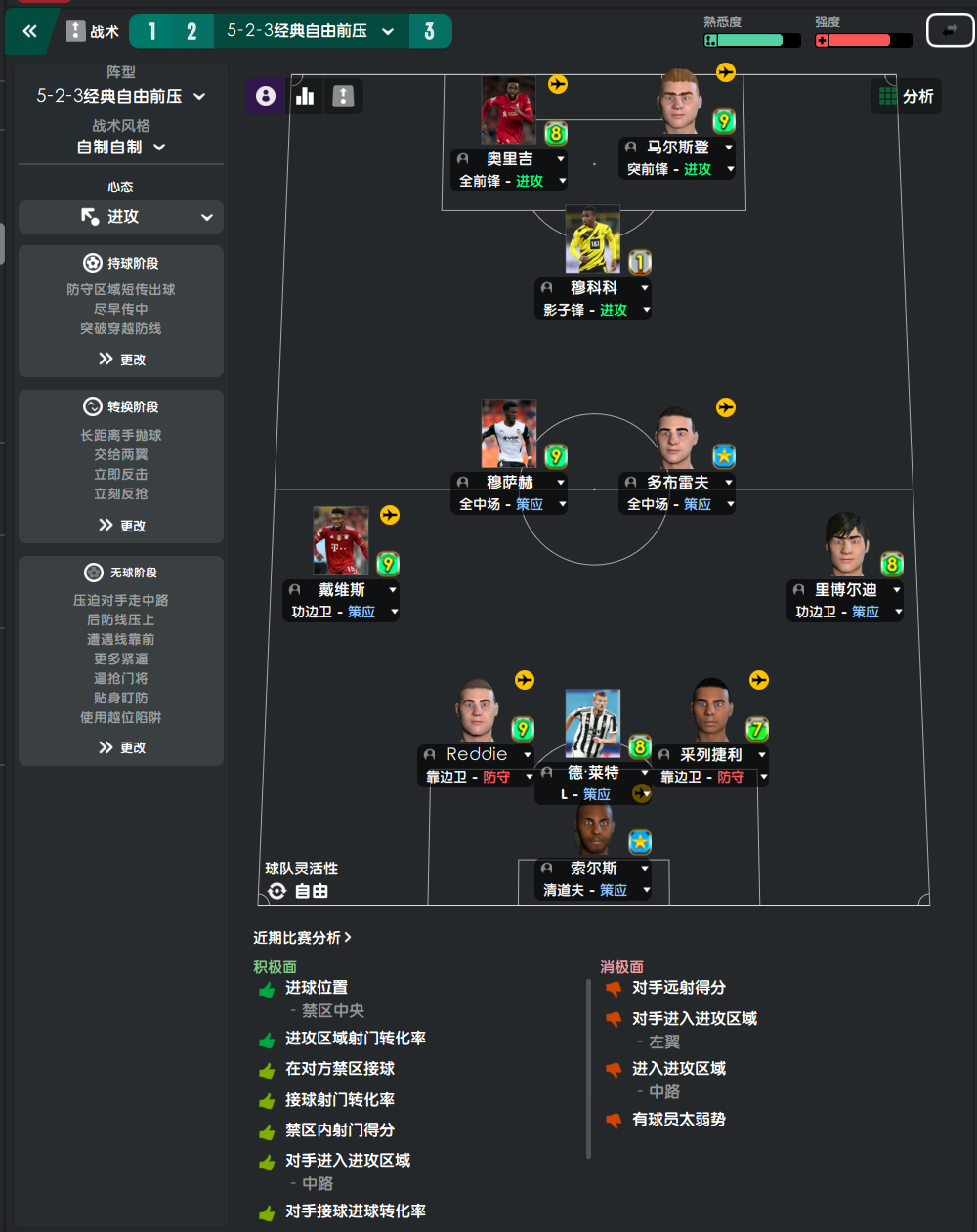FM2022战术自制3中卫战术分享，主打流畅反击 - 哔哩哔哩