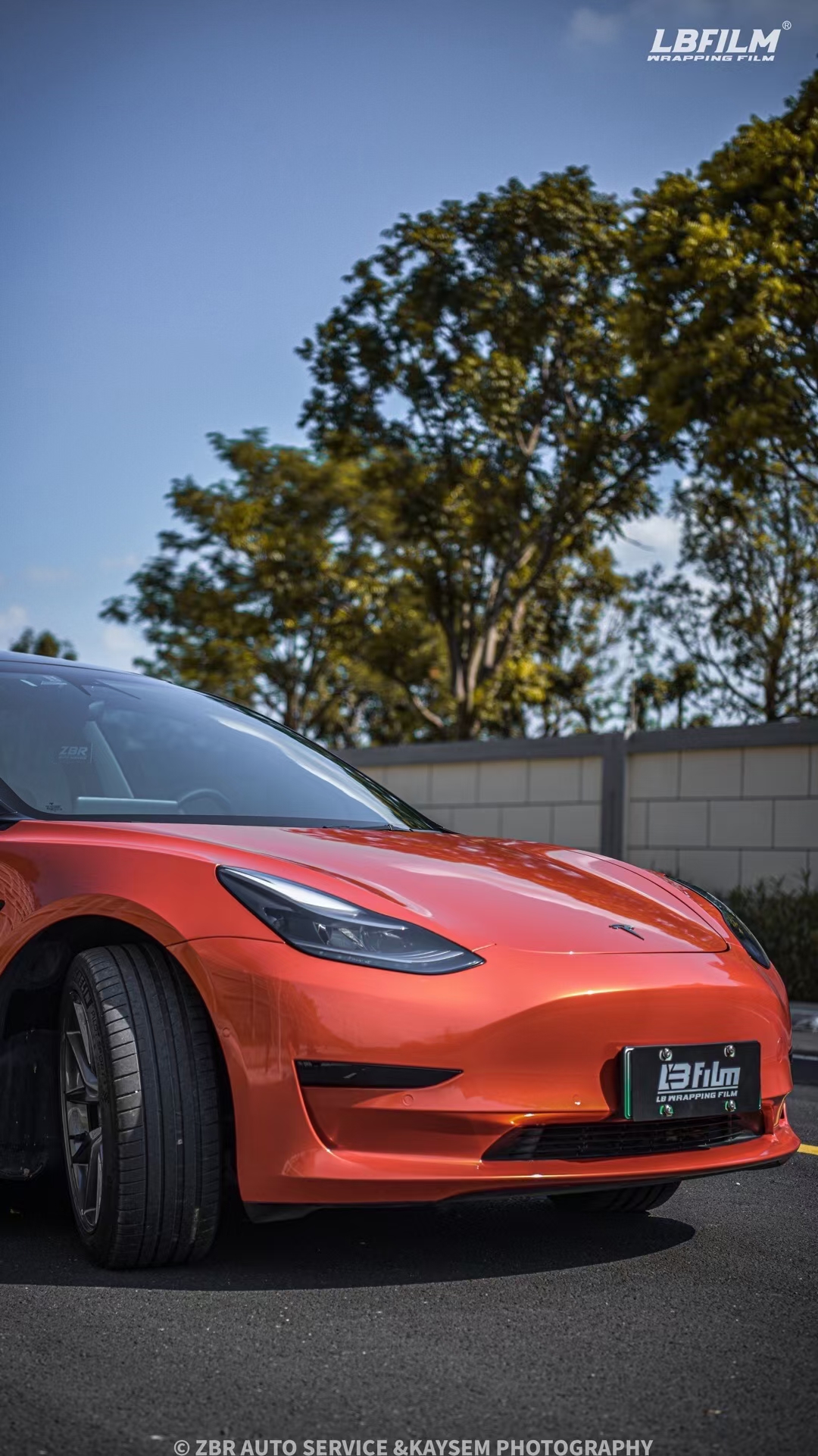 特斯拉model3-LB改色膜超亮金属橙，鲜亮惹眼独特出众 - 哔哩哔哩