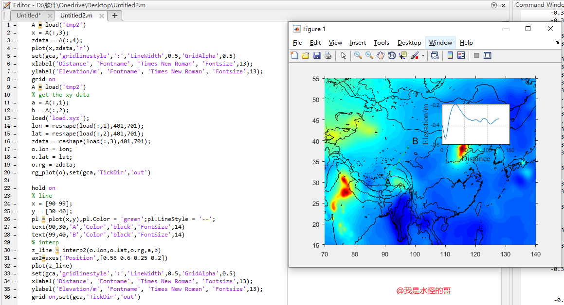 如何沿着某一直线绘制特定物理场（高程、负荷场）剖面（Arcgis\GMT\MATLAB） - 哔哩哔哩