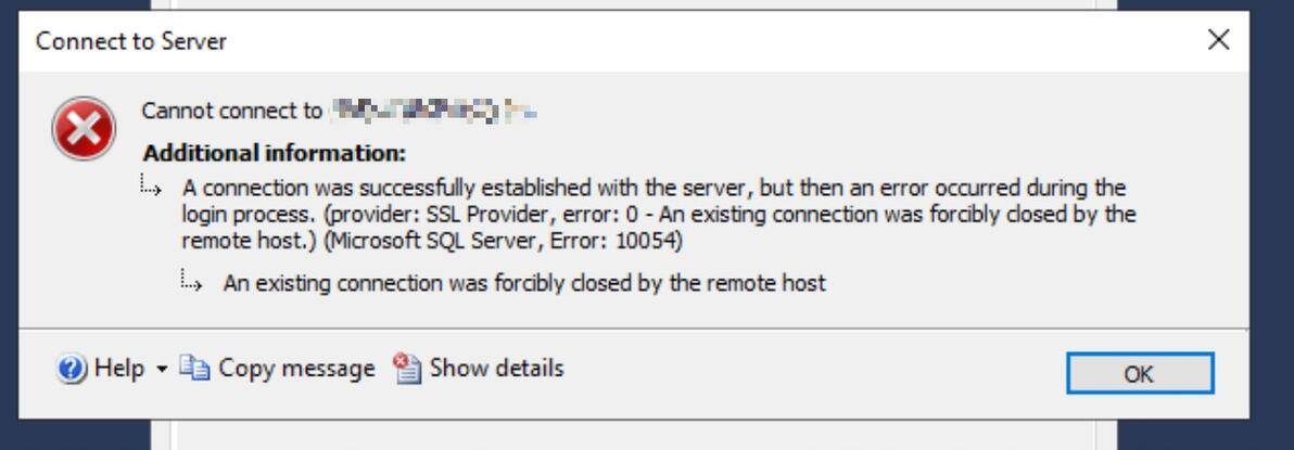 记一次SSMS连接SQL报错10054解决 - 哔哩哔哩