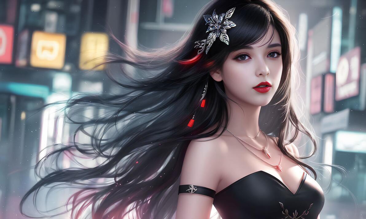 霓虹背景国风2.5dAI绘画图集动漫卡通二次元手机电脑高清壁纸CG - 哔哩哔哩