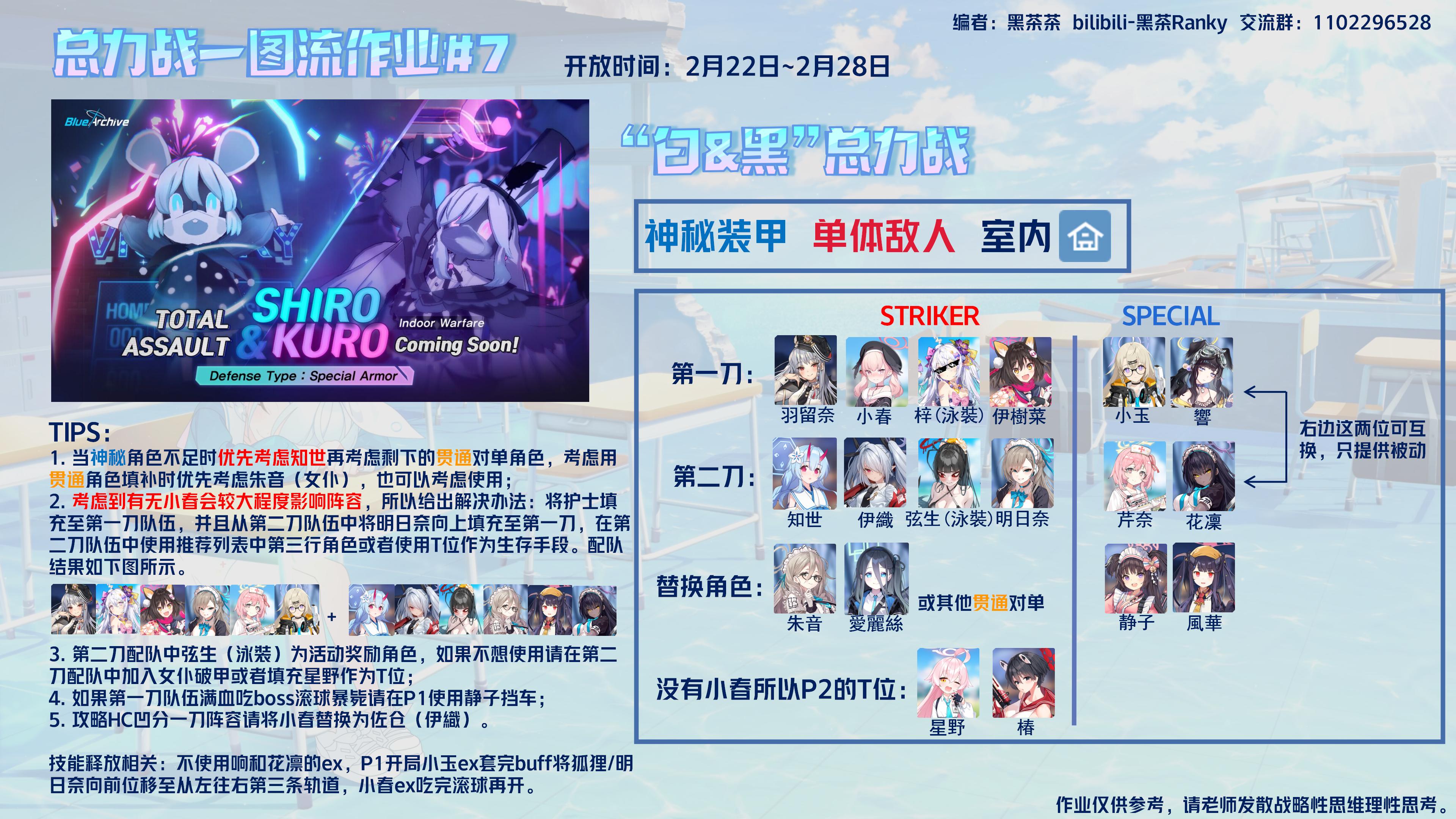 碧蓝档案国际服总力战一图流作业 7 白and黑(室内) 2月22日~2月28日 哔哩哔哩