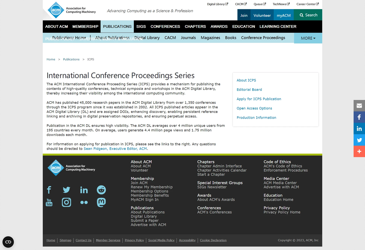 ACM International Conference Proceeding Series (ICPS) 会议论文集 - 哔哩哔哩