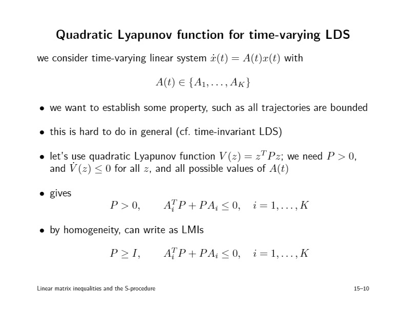 Linear Matrix Inequalities And The S Procedure 线性矩阵不等式和s 引理 哔哩哔哩