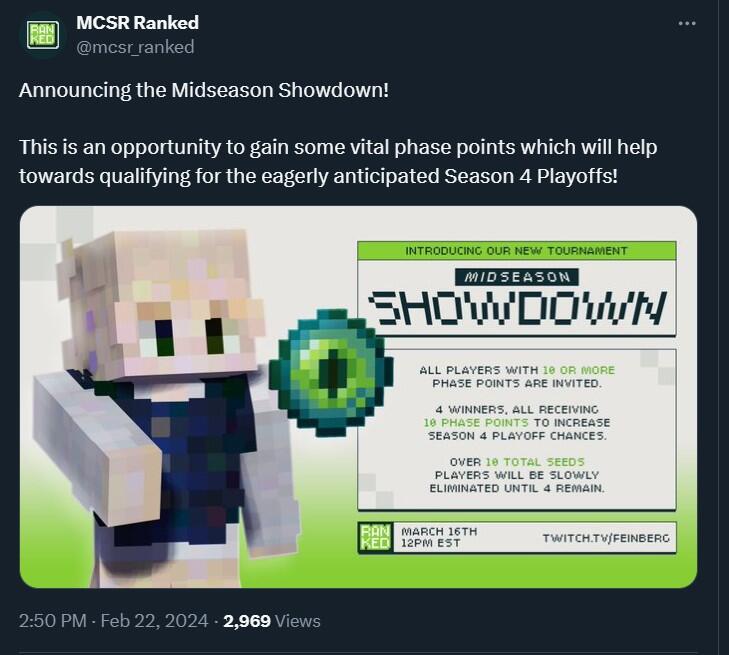 【MCSR/中字】赛季中比赛！（MCSR Ranked Midseason Showdown） - 哔哩哔哩