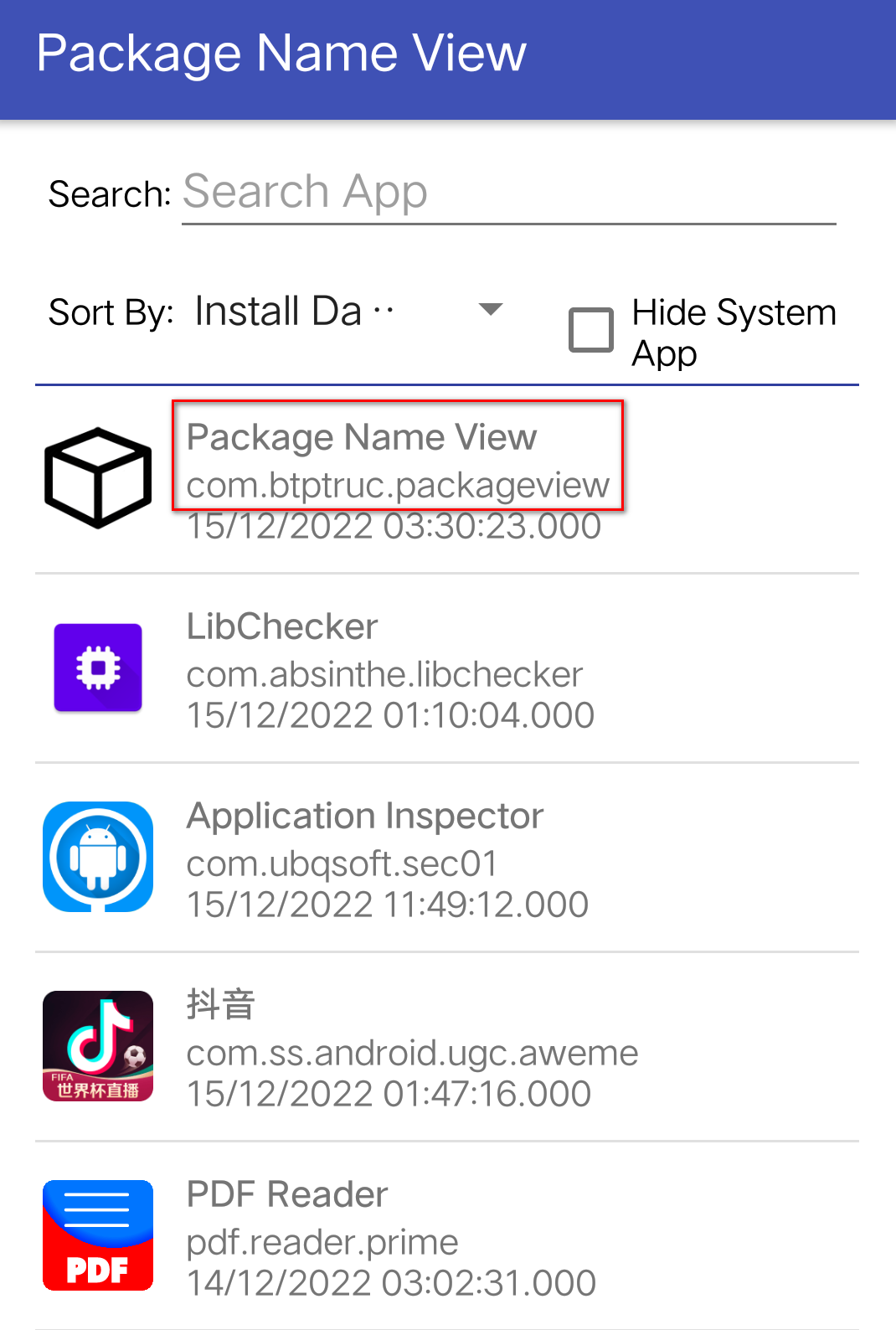 安卓查看已安装应用原始包名的工具：Package Viewer、LibChecker、Package Manager等 - 哔哩哔哩