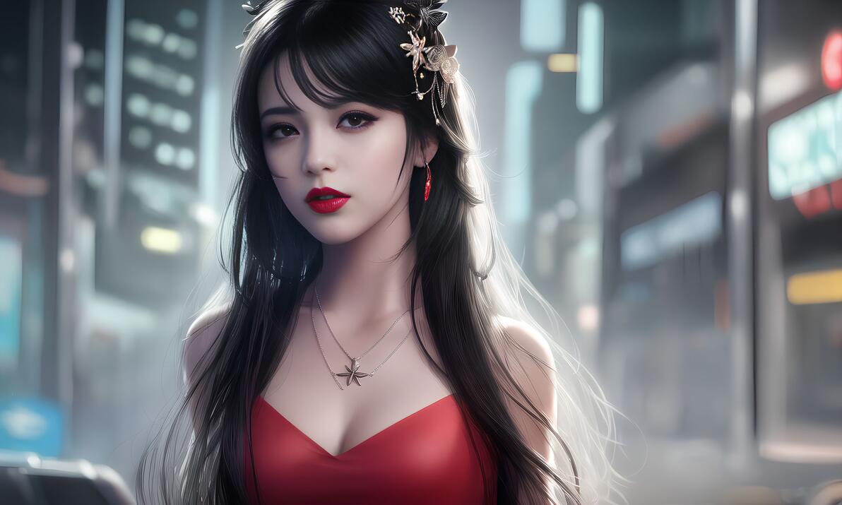 霓虹背景国风2.5dAI绘画图集动漫卡通二次元手机电脑高清壁纸CG - 哔哩哔哩