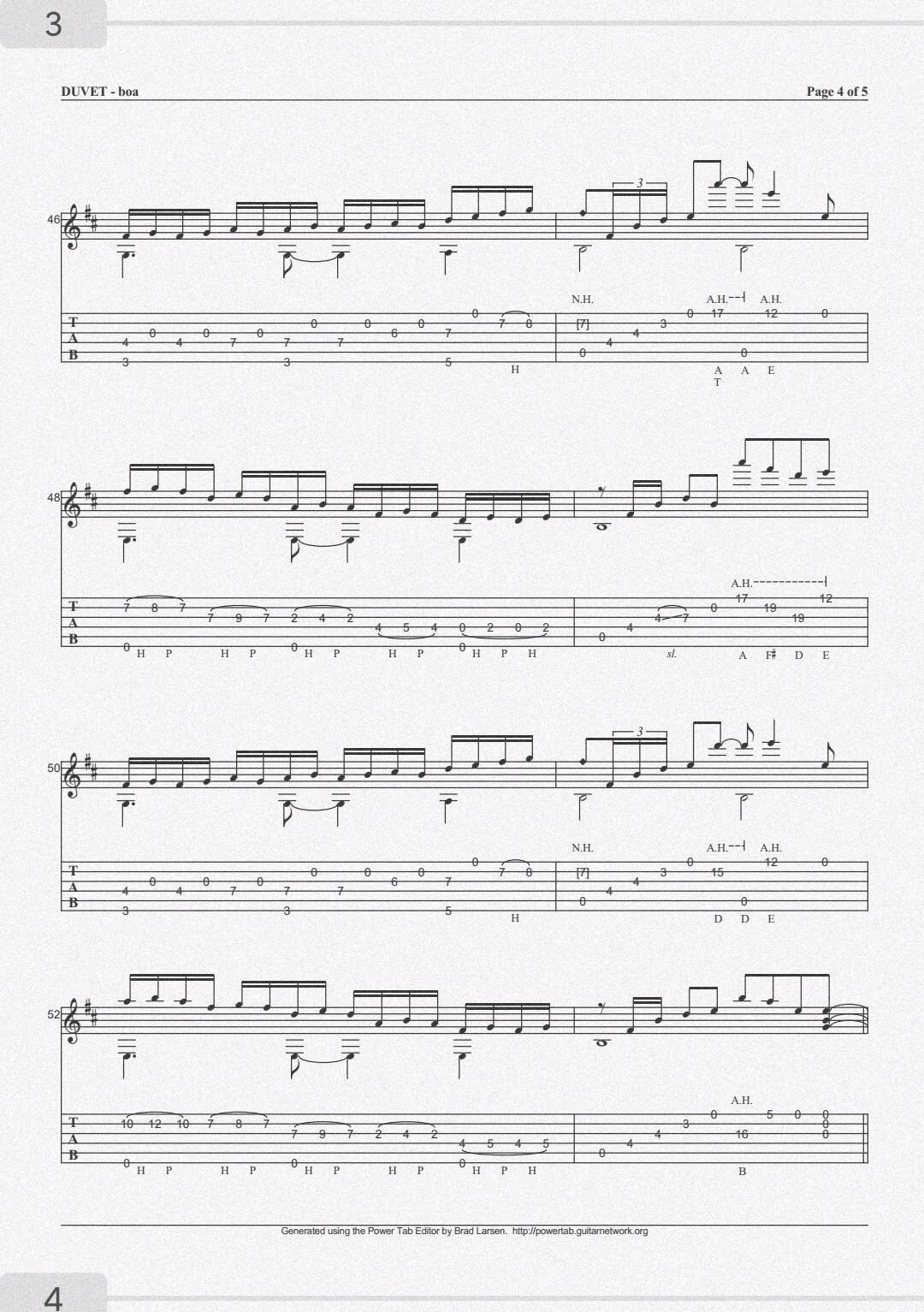 duvet lain boa 吉他指弹谱 - 哔哩哔哩