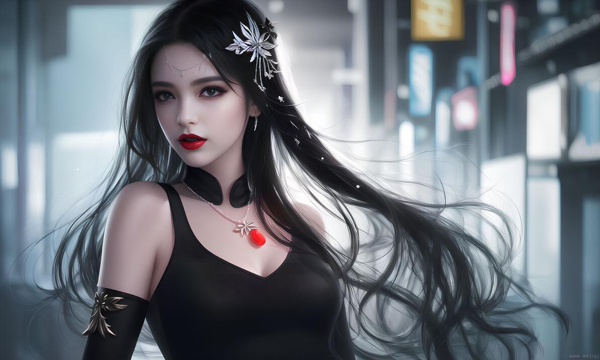 霓虹背景国风2.5dAI绘画图集动漫卡通二次元手机电脑高清壁纸CG - 哔哩哔哩