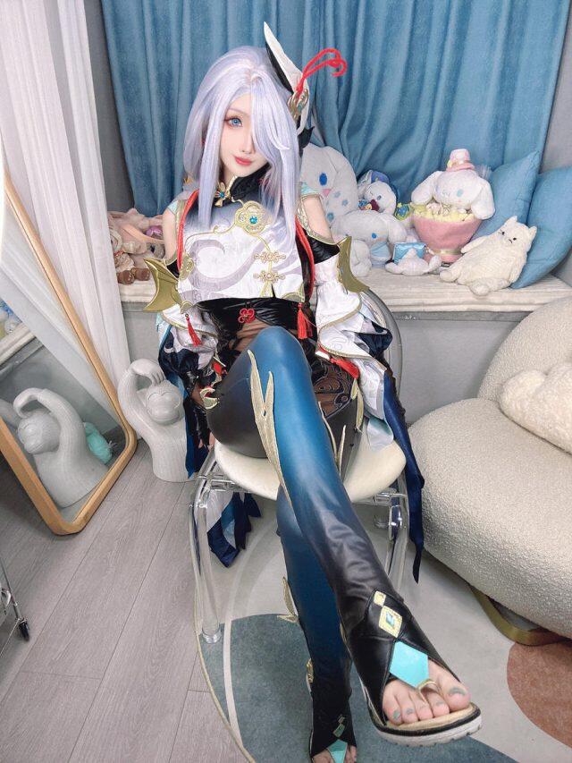 原神COS：rioko凉凉子的申鹤cosplay，再现美若仙境 - 哔哩哔哩