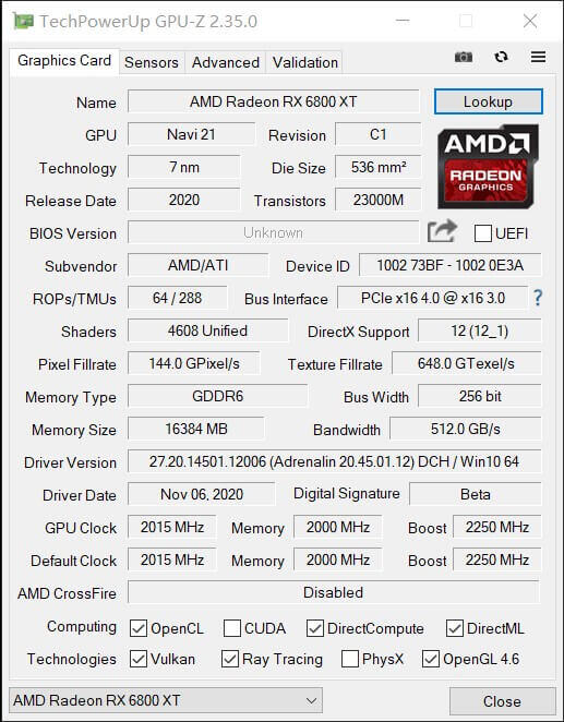AMD Radeon RX6800/6800XT显卡功耗分析 - 哔哩哔哩
