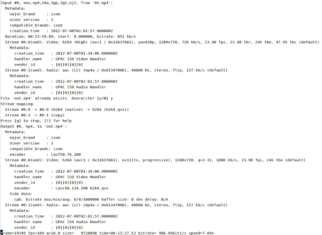 Linux下ffmpeg命令行调用intel核显进行视频编码 - 哔哩哔哩