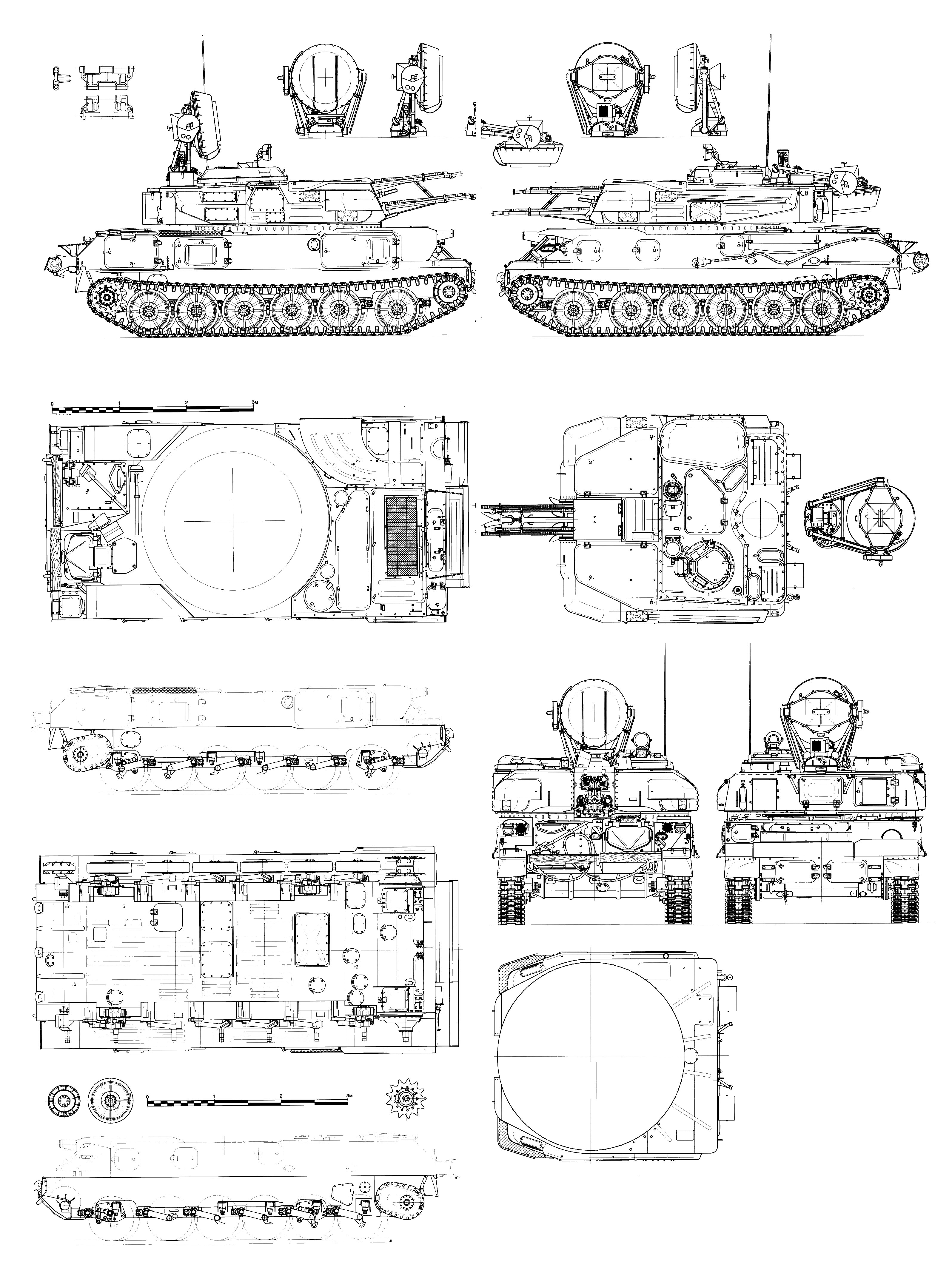 钢铁洪流的防空保护伞：ZSU-23-4石勒喀河自行高射炮的结构图 - 哔哩哔哩