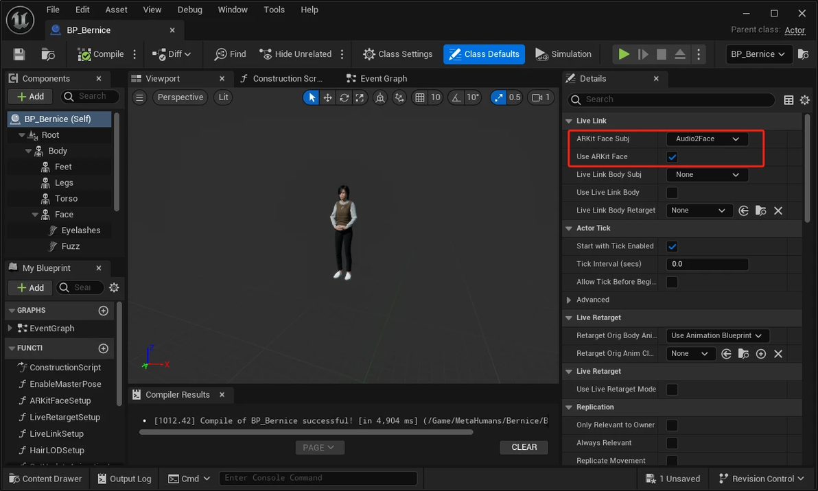 [UE5 MetaHuman-Audio2Face]3.UE5链接A2F - 哔哩哔哩