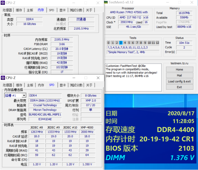 C9BKV颗粒，英睿达铂胜Max RGB 4000超频测试 - 哔哩哔哩