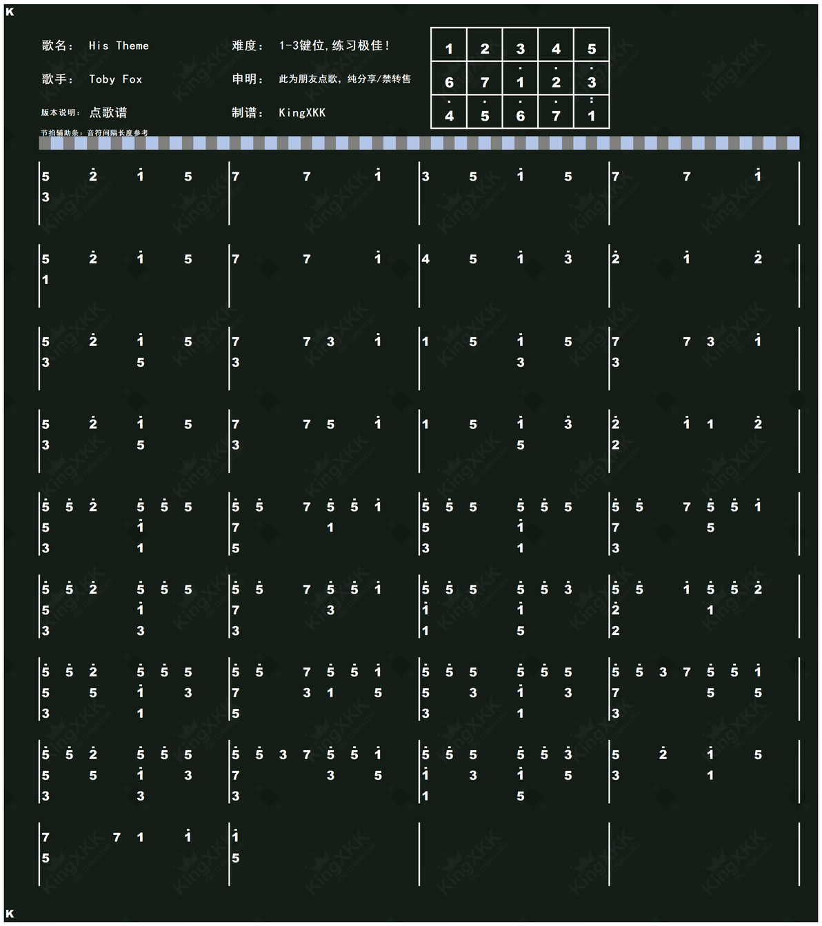【光遇乐谱】《His Theme》Toby Fox/数字简谱 - 哔哩哔哩