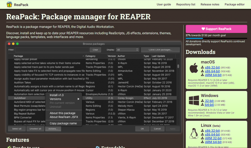 Reaper 小贴士：背起 ReaPack 的无限可能行囊——包管理器 ReaPack 入门教程 - 哔哩哔哩