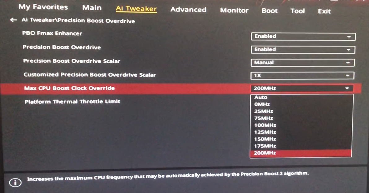 PBO Fmax Enhancer下的Max CPU Boost Clock Override对频率行为的影响 - 哔哩哔哩
