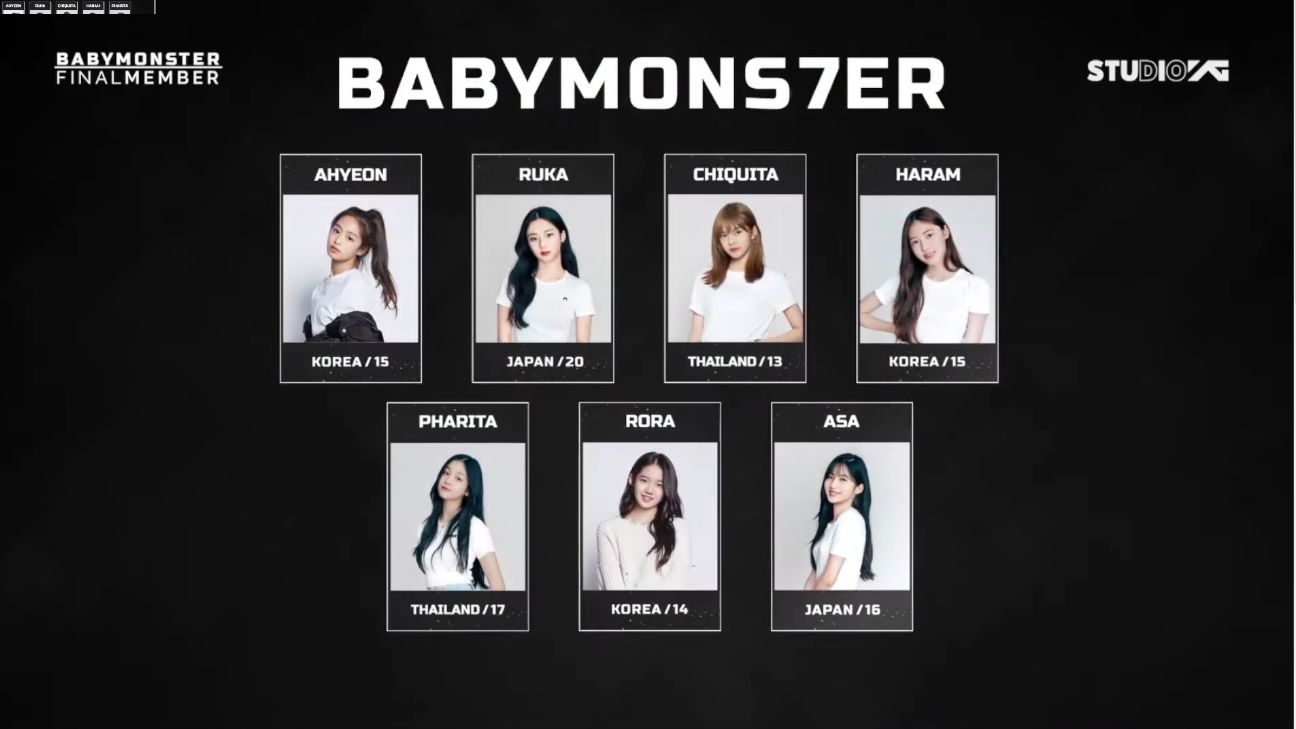 BABYMONSTER最终7人全部出道，前5位是杨选择的成员，后两位是大家选出的成员 - 哔哩哔哩