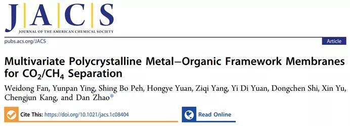 新加坡国立大学赵丹教授 JACS: 多元MOF多晶膜用于CO2/CH4分离 - 哔哩哔哩